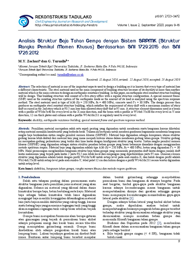 04-Article - Analis STR Baja Tahan Gempa SPRMK | PDF | Rekayasa ...