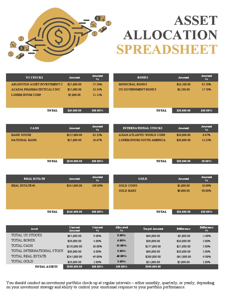 Asset Allocation Spreadsheet | PDF | Asset Allocation | Corporations