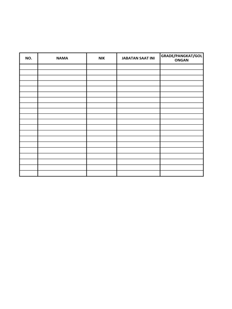Contoh Template Database SDM | PDF