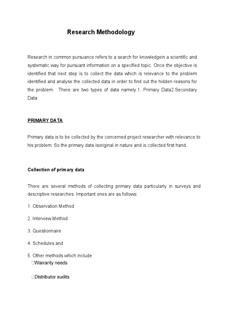 Research Methodology: Primary Data | PDF | Interview | Data