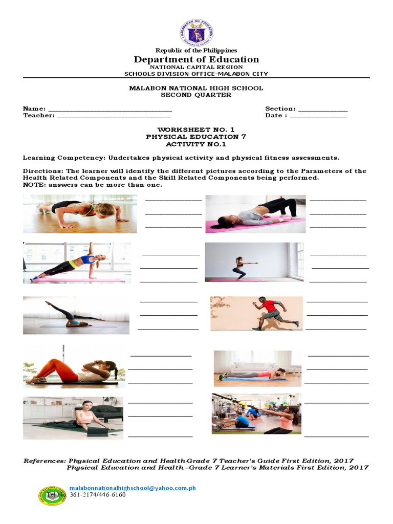 Grade 7 Physical Education Worksheets | PDF | Physical Education ...