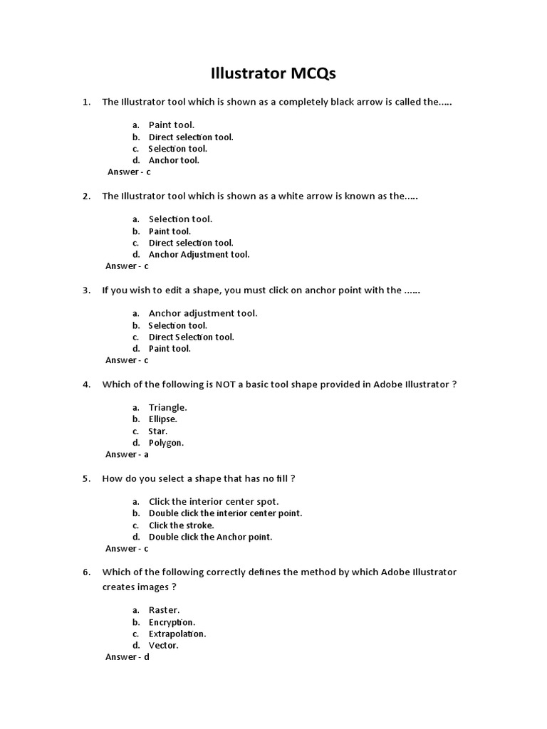 Illustrator Mcqs | PDF | Adobe Illustrator | Adobe Photoshop