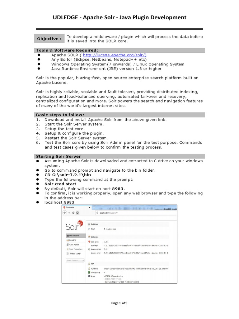 Udledge Apache Solr Java Plugin Development Pdf Apache Solr Java Programming Language 