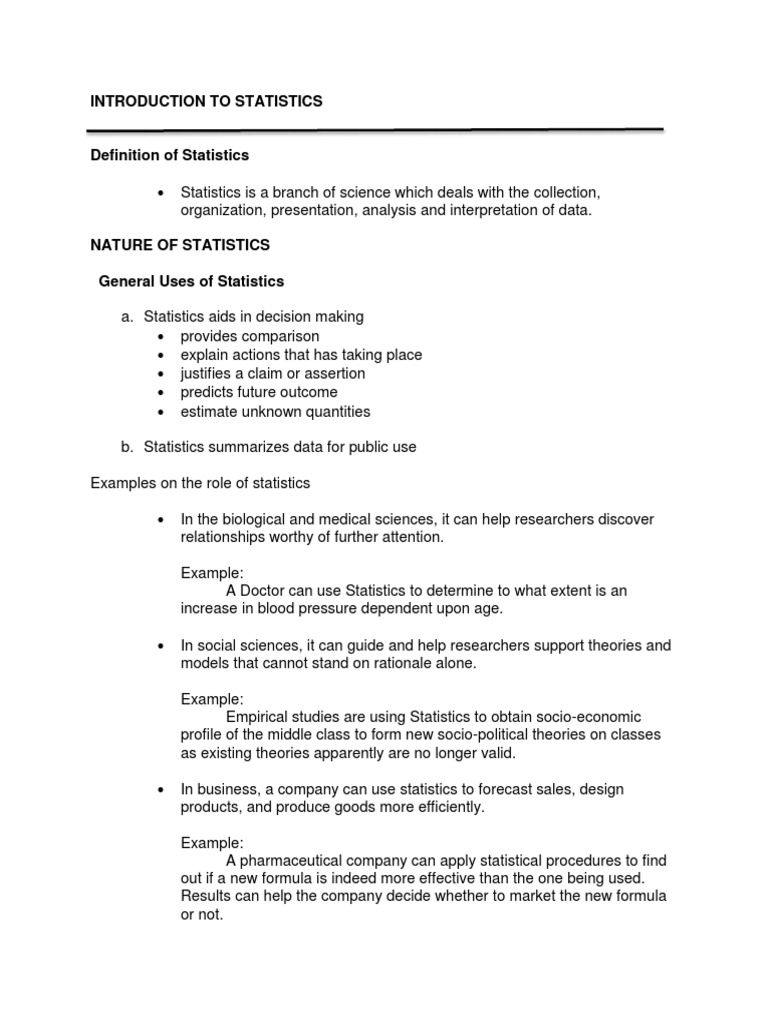 Introduction To Statistics Pdf Statistics