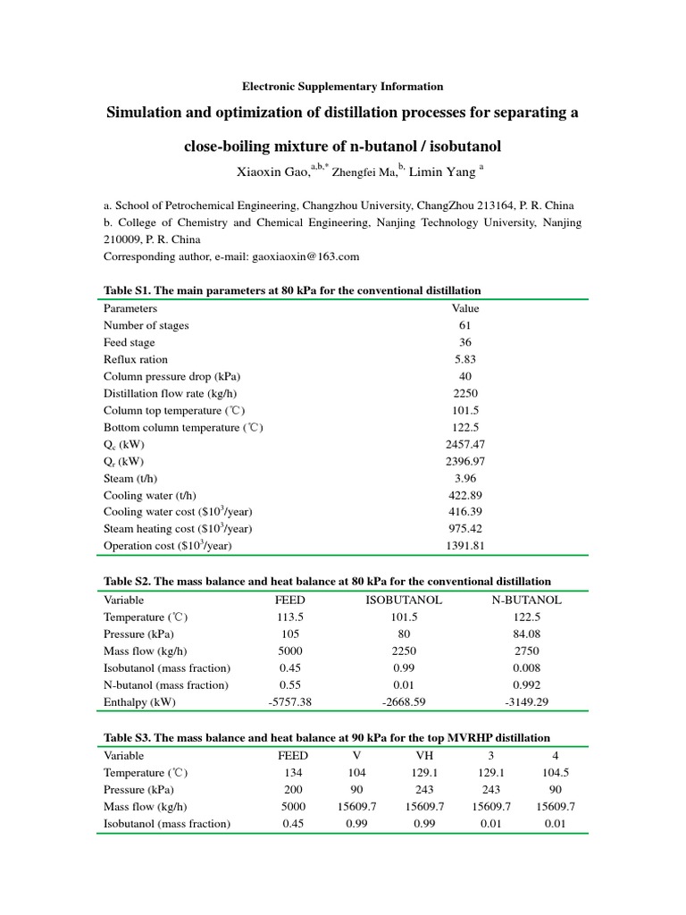 Simulation and Optimization of Distillation Processes For Separating A Close-Boiling Mixture of ...