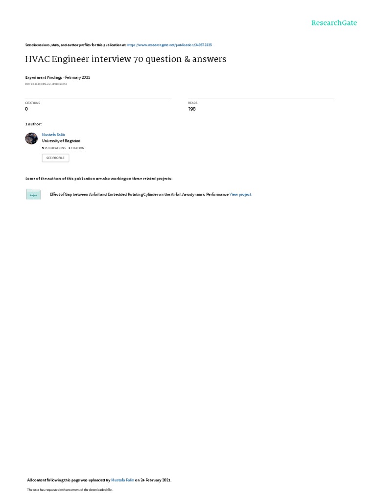 Hvac Engineer Interview 70 Question Answers | PDF | Air Conditioning ...