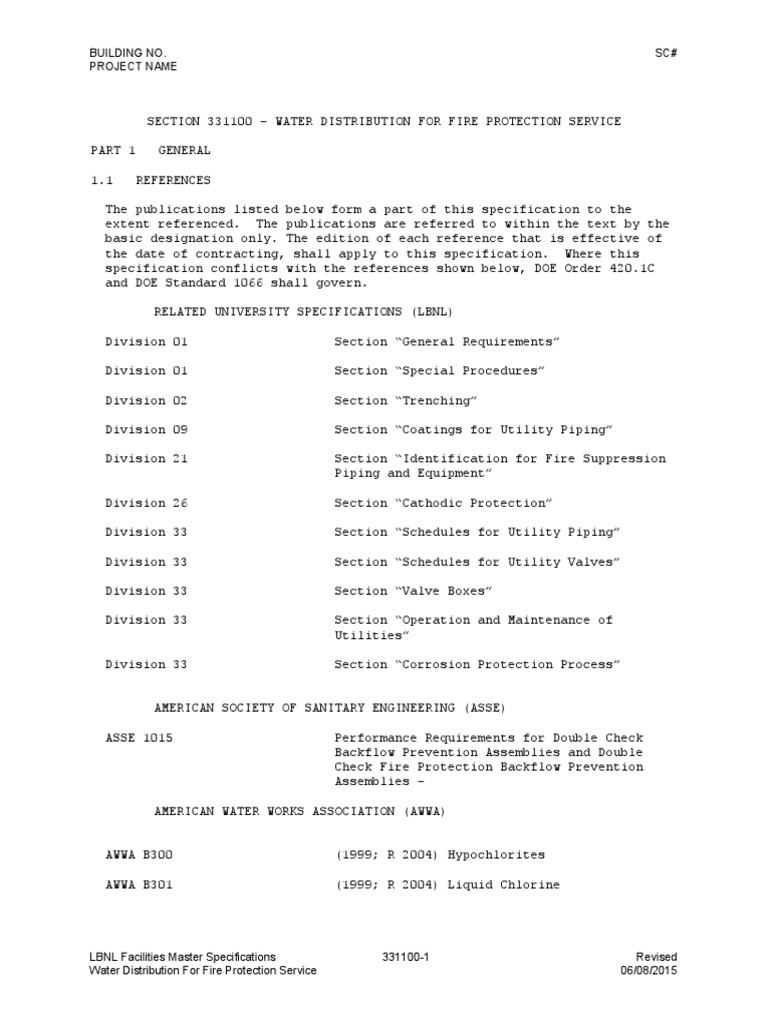 Fire Protection Water Distribution Specs | PDF | Pipe (Fluid Conveyance ...