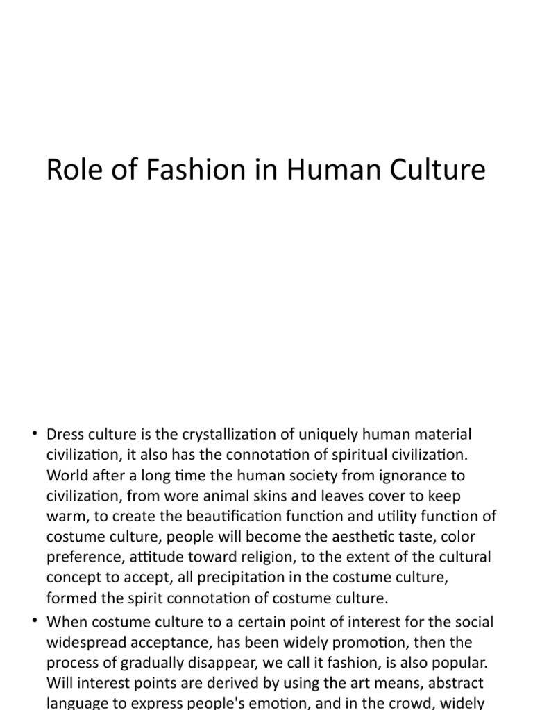 Role of Fashion in Human Culture | PDF | Fashion | Consumerism