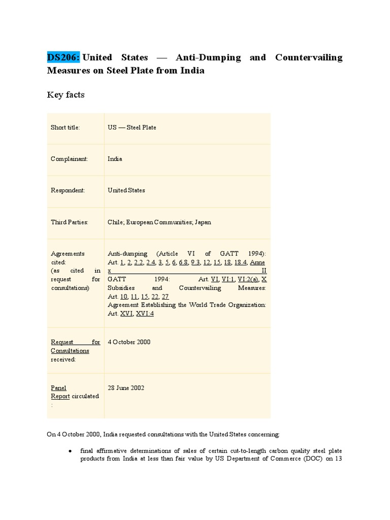Anti Dumping Cases | PDF | Dumping (Pricing Policy) | Policy