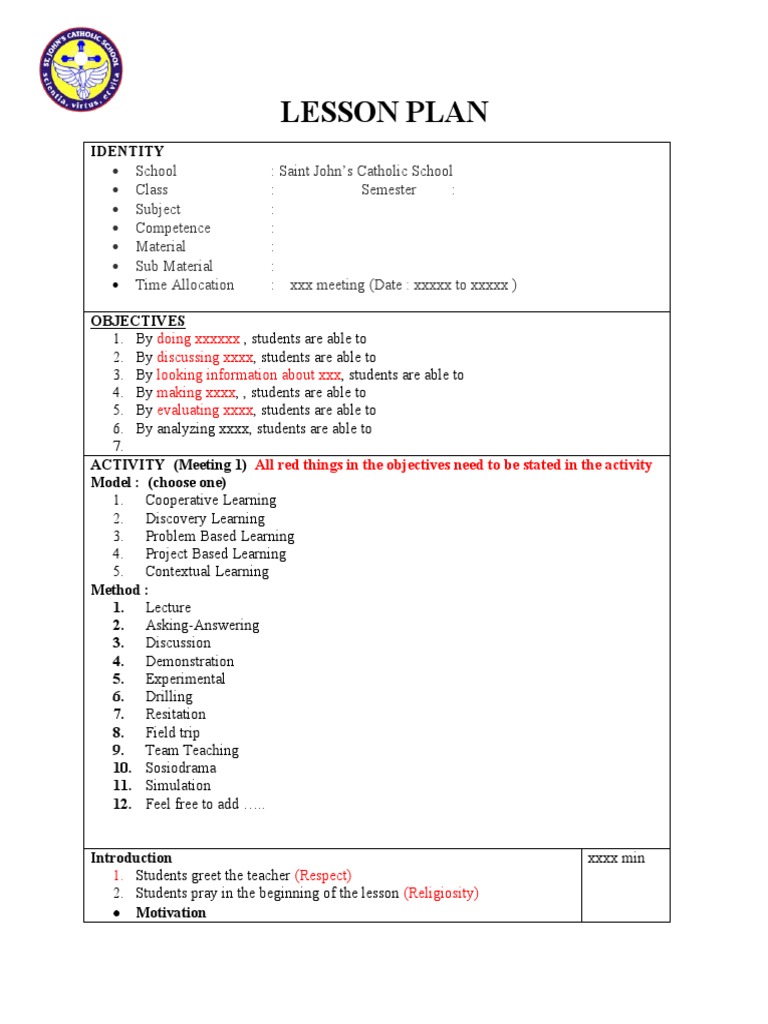 Lesson Plan (Example) | PDF | Lesson Plan | Teachers