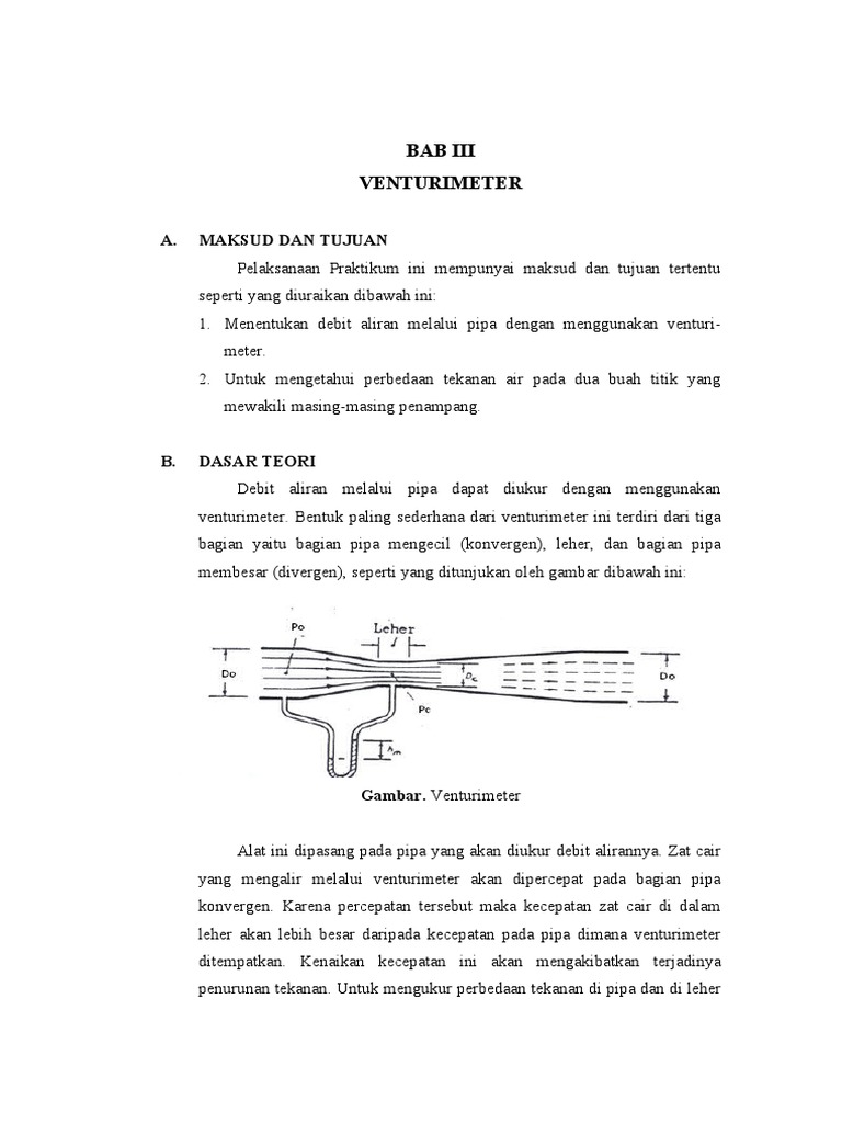 Bab III Venturimeter | PDF