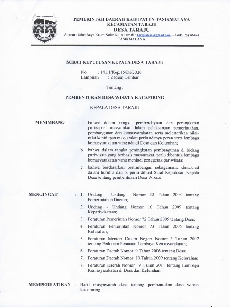 SK Wisata Kacapiring | PDF