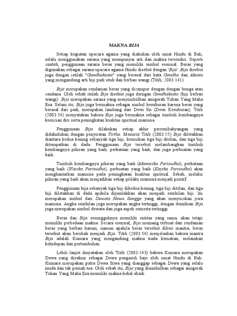 Makna Bija dalam Agama Hindu Bali | PDF