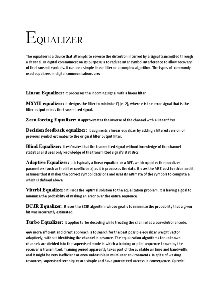 EQUALIZER | PDF | Equalization (Audio) | Filter (Signal Processing)