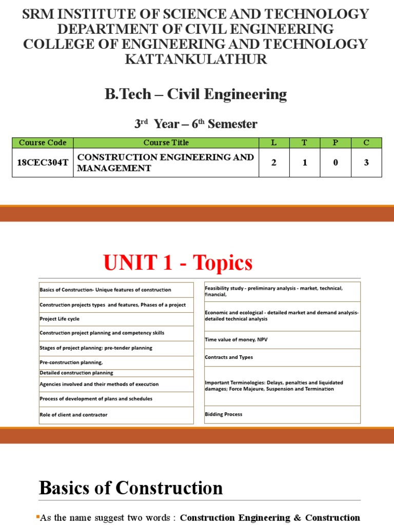 Unit 1 - CEM | PDF | Feasibility Study | Project Management