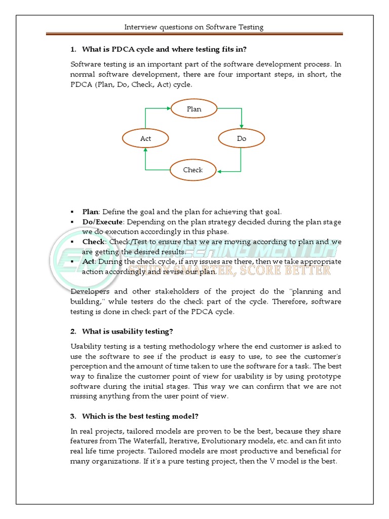 Interview Questions On Software Testing | PDF | Software Testing ...