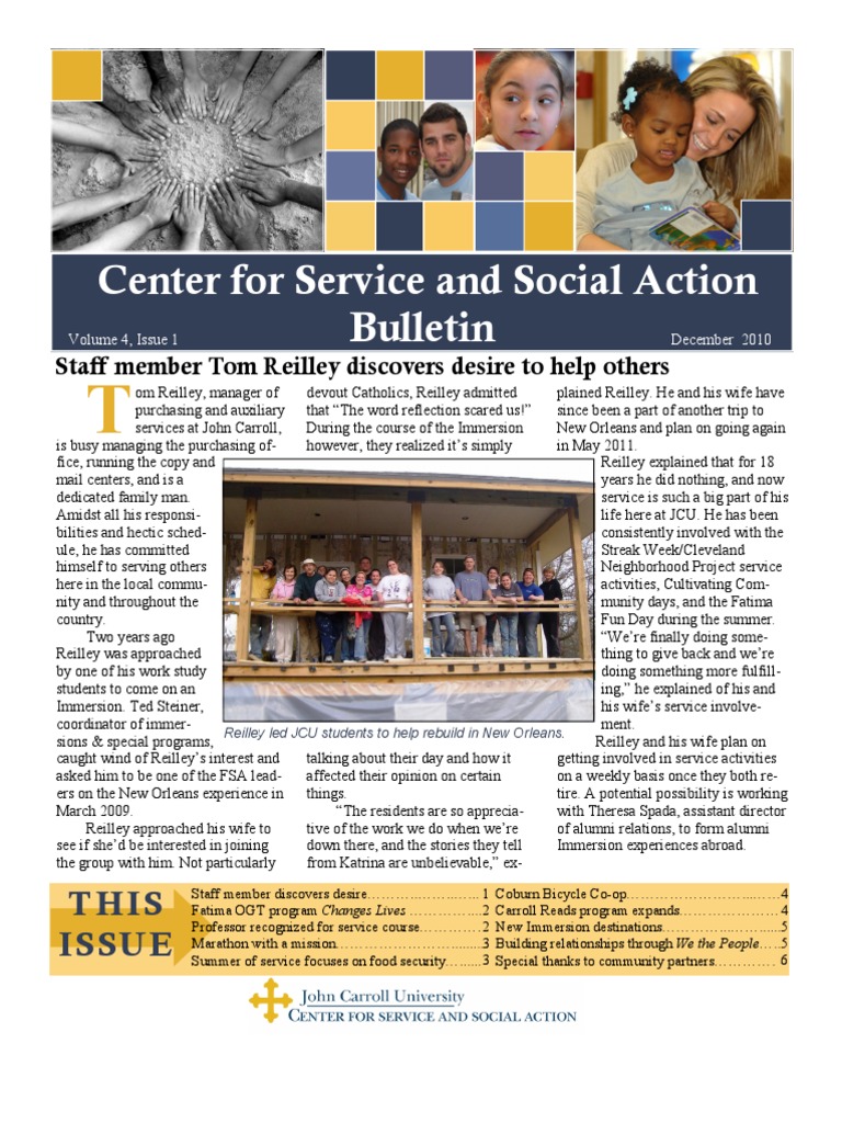 Center For Service and Social Action Bulletin: TH Is Issue | PDF ...