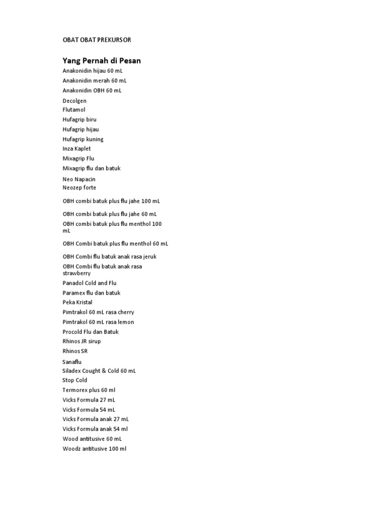 Daftar Prekursor | PDF | Kesehatan Holistik | Sains & Matematika