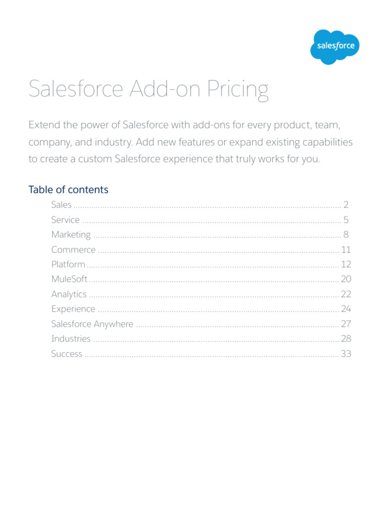 Salesforce Add-On Pricing | PDF | Customer Relationship Management ...