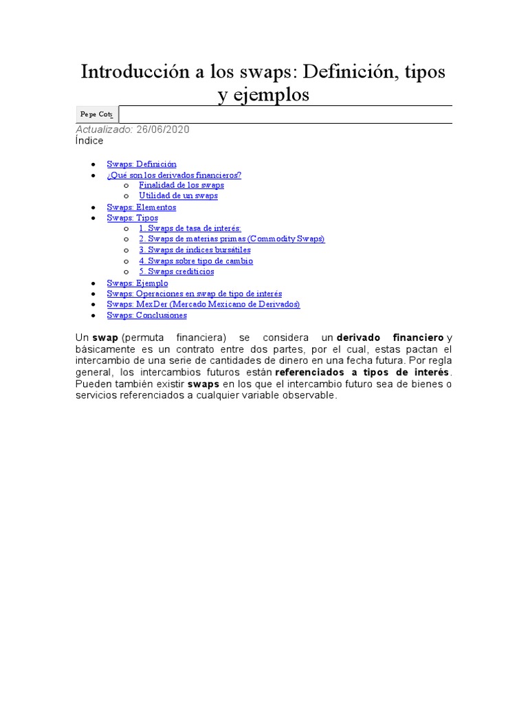 Introducción a los swaps de divisas | PDF | Swap (Finanzas) | Interés
