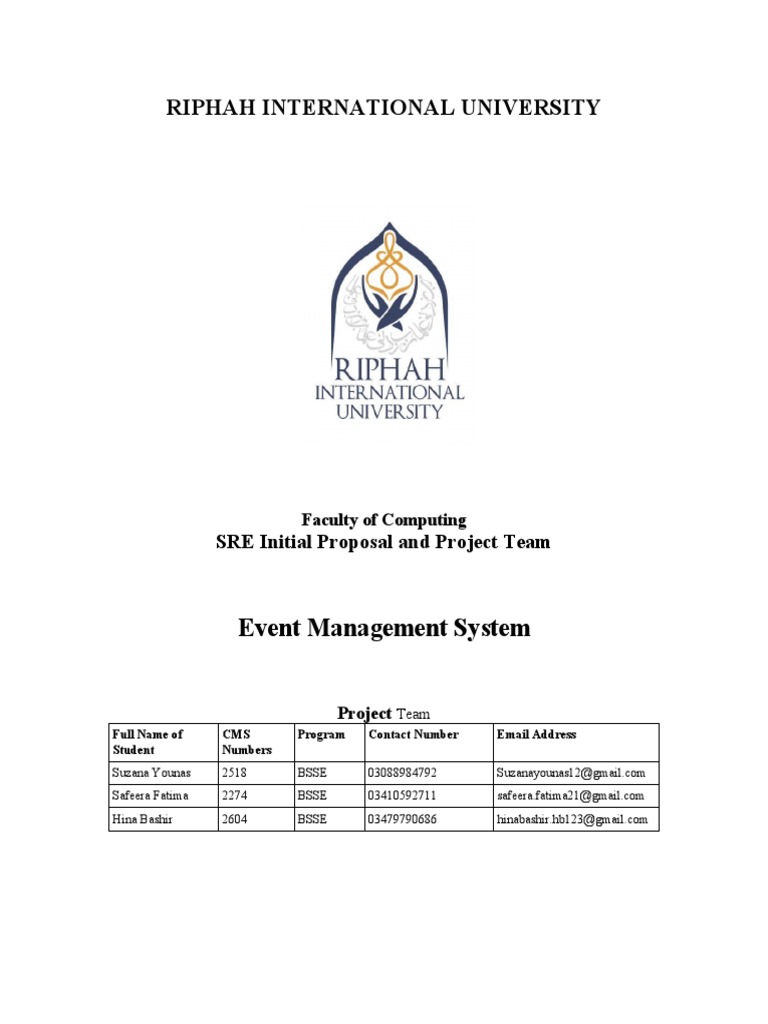 Event Management System Proposal | PDF