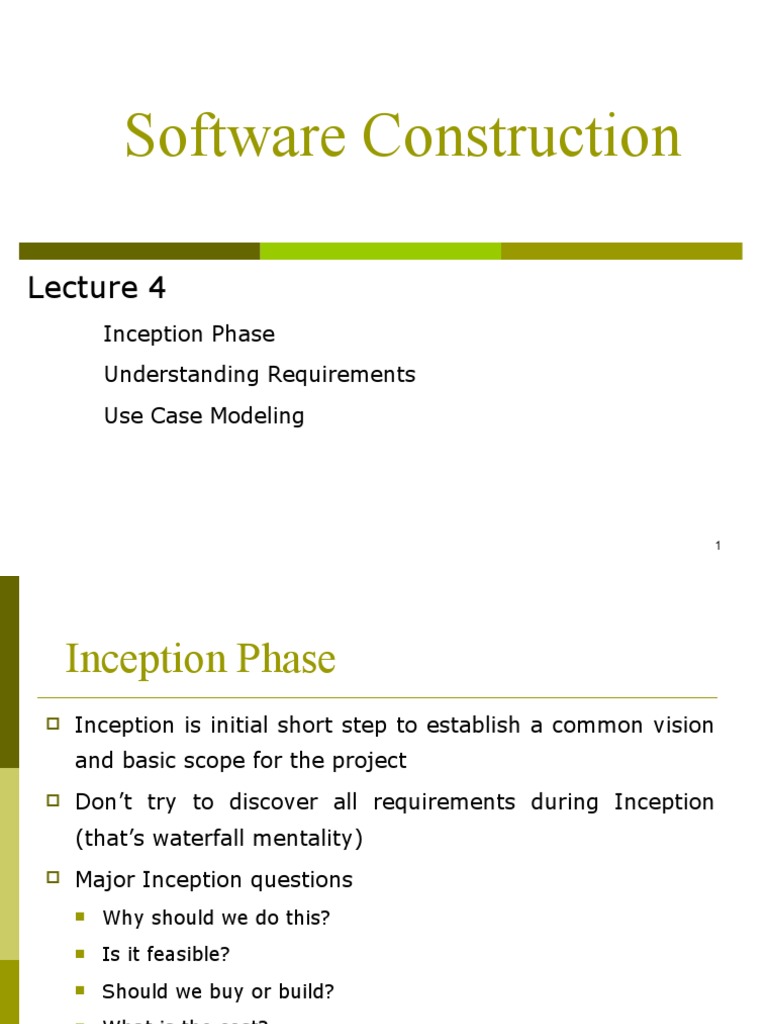 Software Construction: Inception Phase Understanding Requirements Use Case Modeling | Download ...