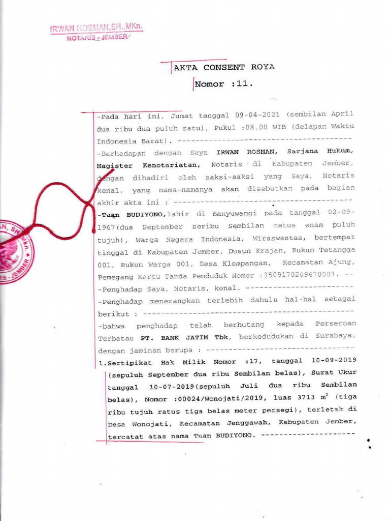 Akta Consent Roya | PDF