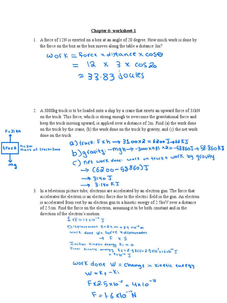 Chapter 6 Worksheet 1 | PDF | Electronvolt | Force