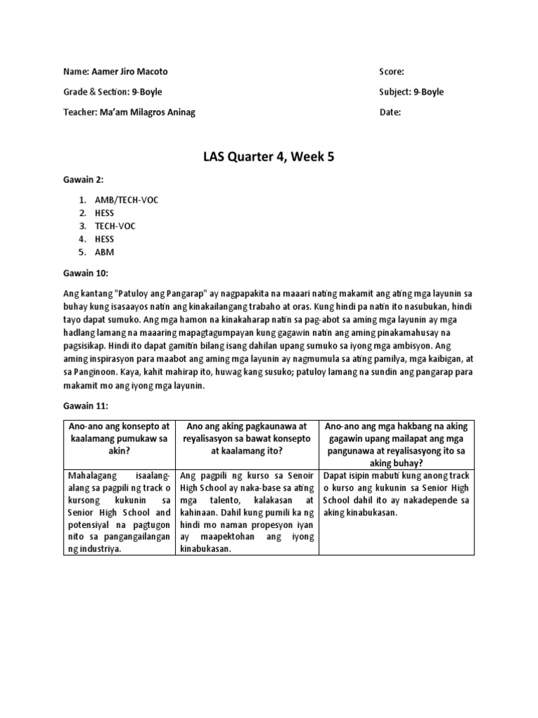 ESP Q4 Week 5-8 | PDF