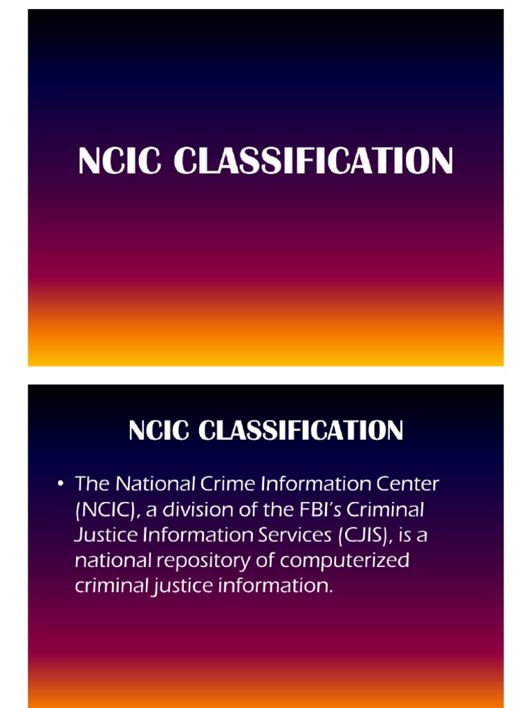 NCIC and IAFIS Classification | PDF