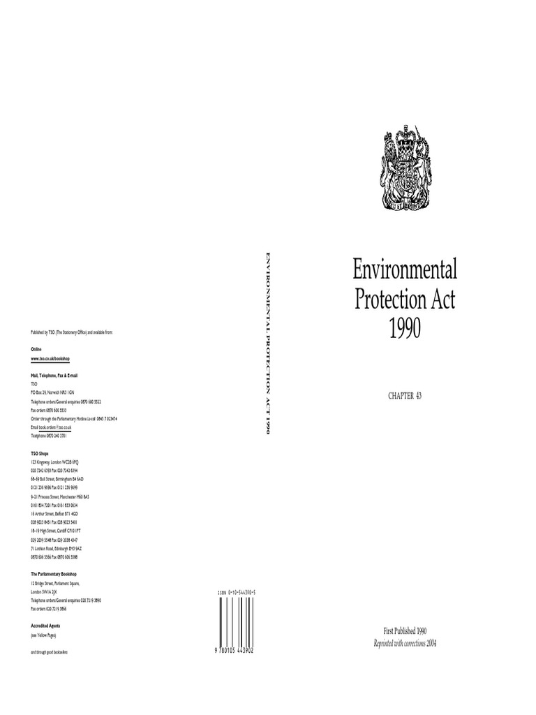 The Environment Protection Act 1990 | PDF | Publishing | Written ...