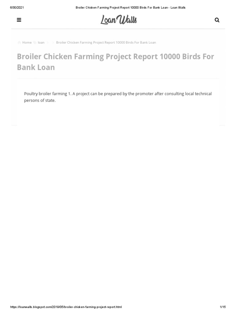 Broiler Chicken Farming Project Report 10000 Birds For Bank Loan | PDF ...