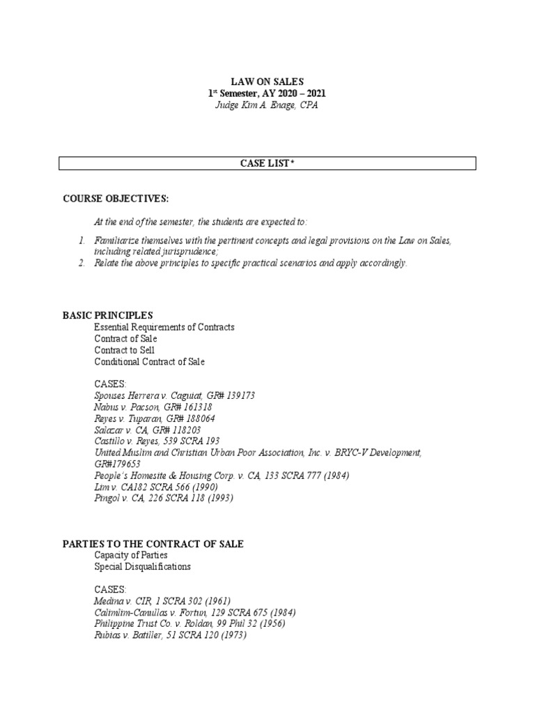 SALES - Course Outline | PDF | Legal Ethics | Business