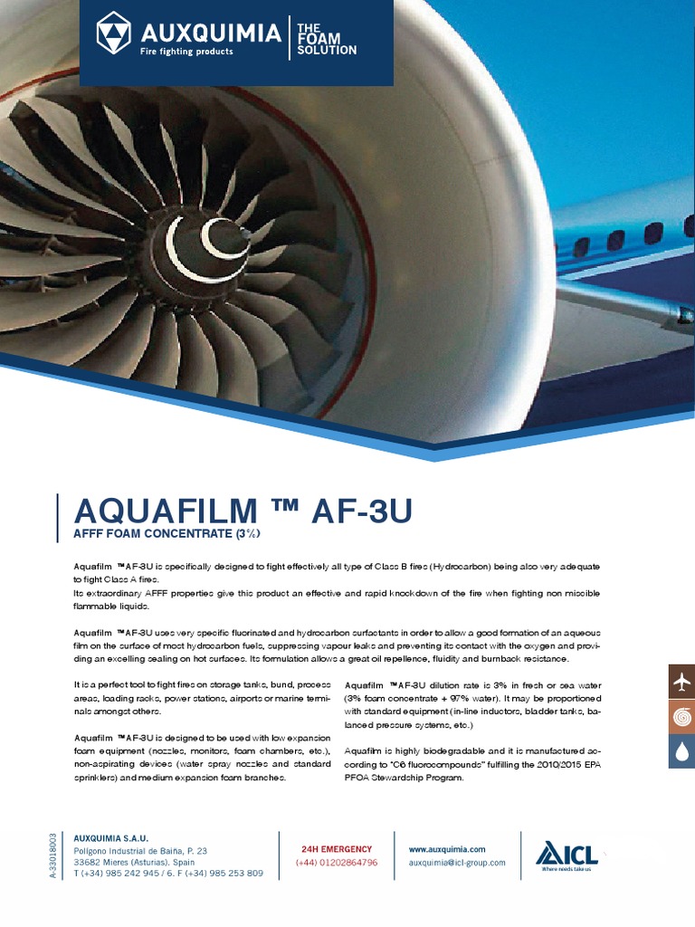 Aquafilm ™ Af-3U: Afff Foam Concentrate (3%) | PDF | Chemistry ...