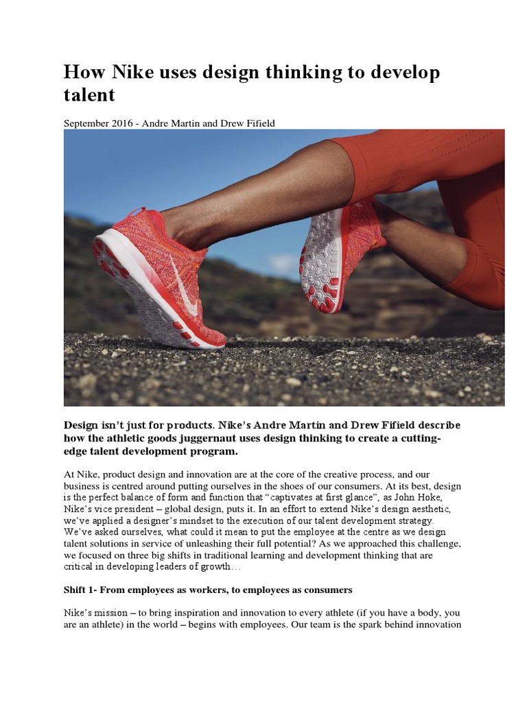 How Nike Uses Design Thinking To Develop Talent | Download Free PDF ...