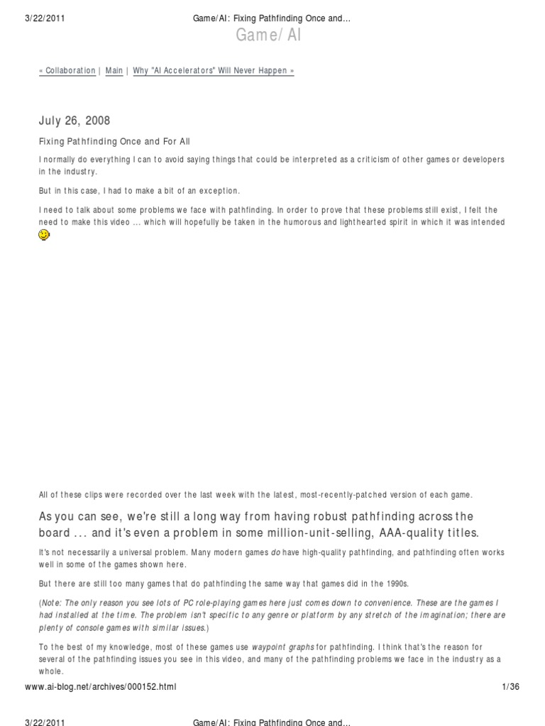 AI - Fixing Pathfinding Once and For All | PDF | Artificial Intelligence | Intelligence (AI ...