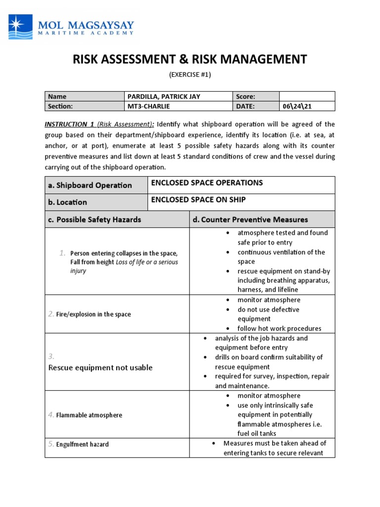 Risk Assessment & Risk Management | PDF | Personal Protective Equipment ...