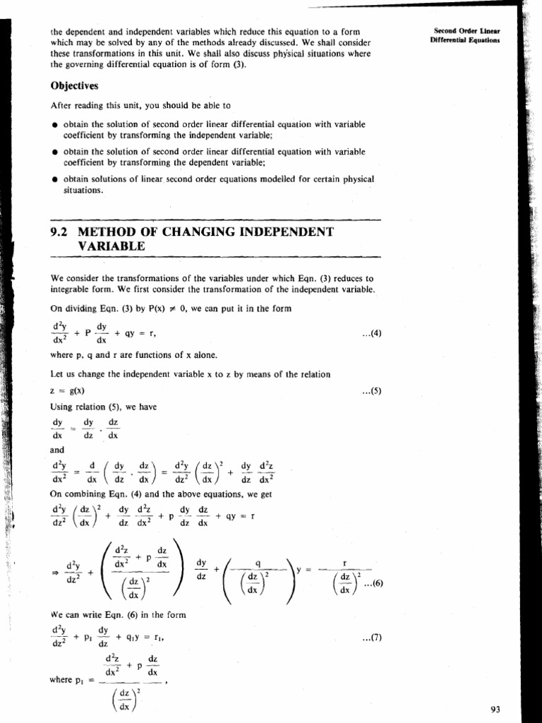 Changing Independent Variable and Normal Form | PDF | Equations ...