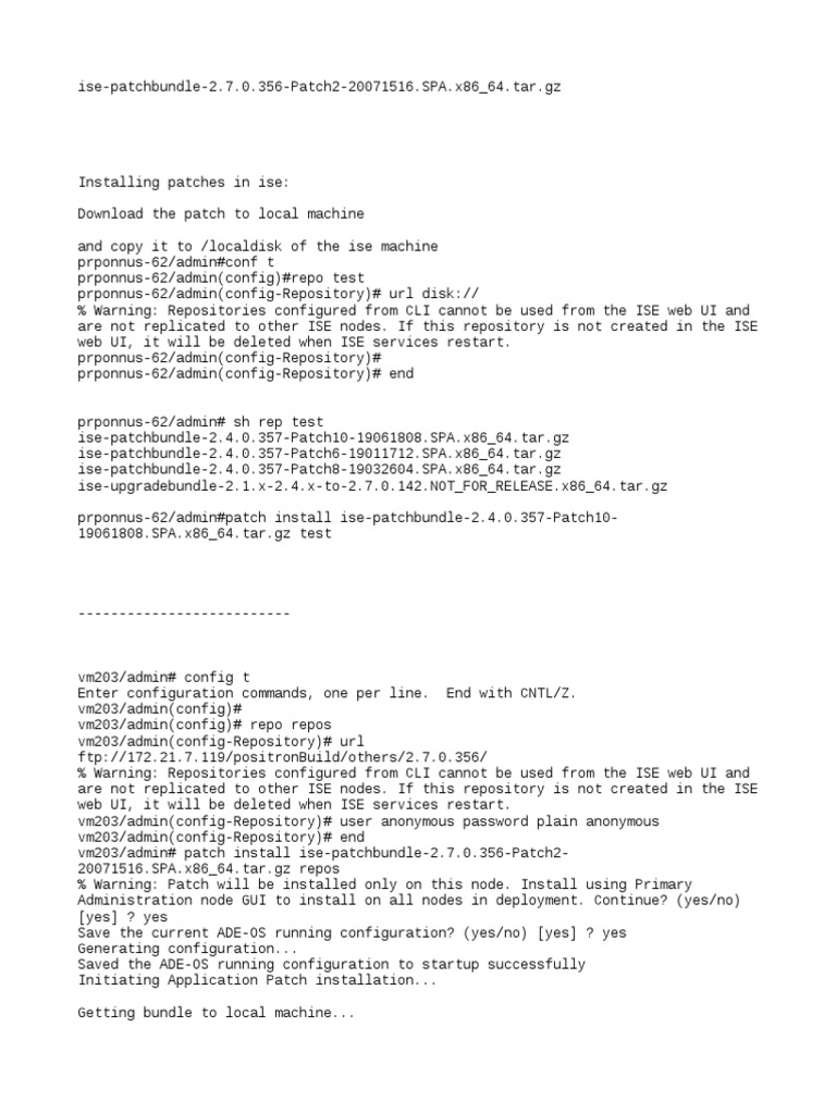 Installing Patch 2.7.0.356 on an ISE Node | PDF
