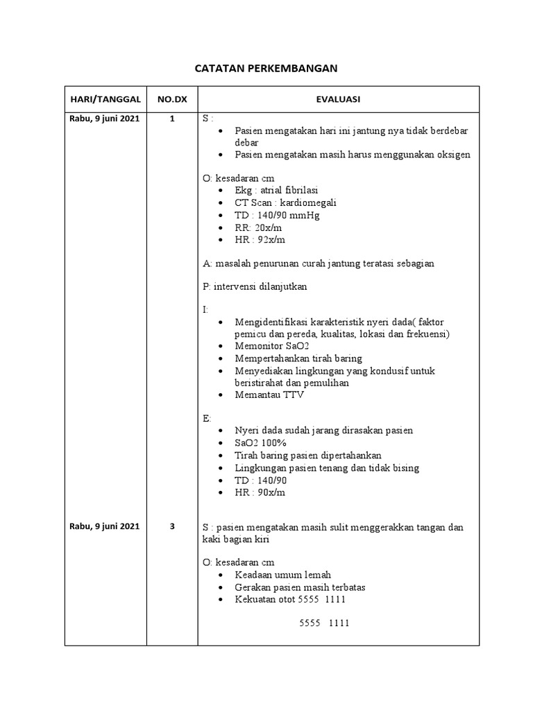 Form Catatan Perkembangan | PDF