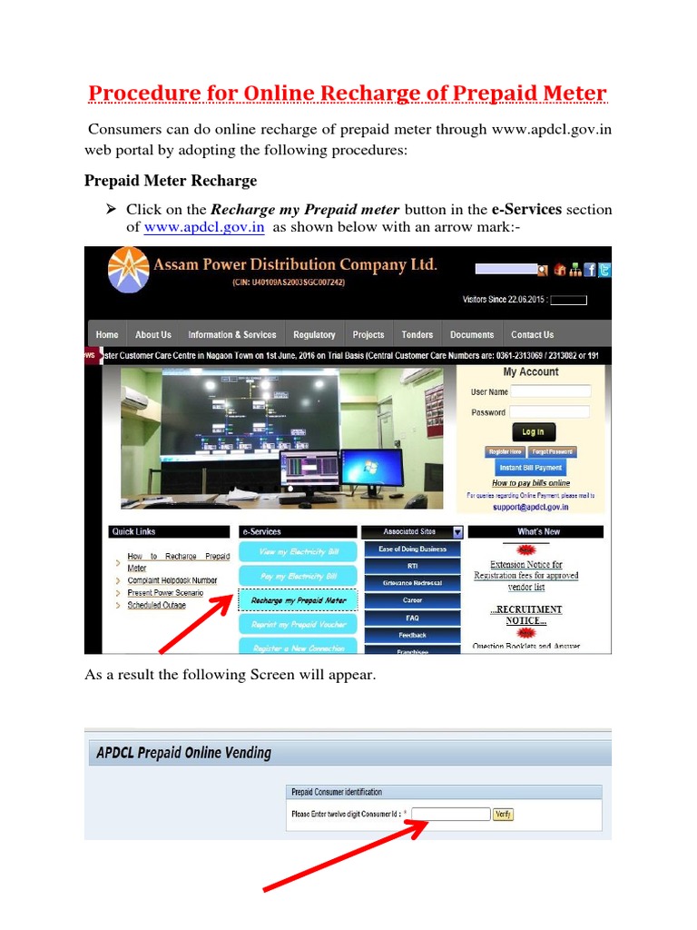 Procedure For Online Recharge of Prepaid Meter | PDF | Voucher | Stored ...