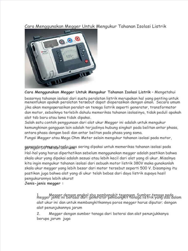 Panduan Penggunaan Megger Listrik | PDF