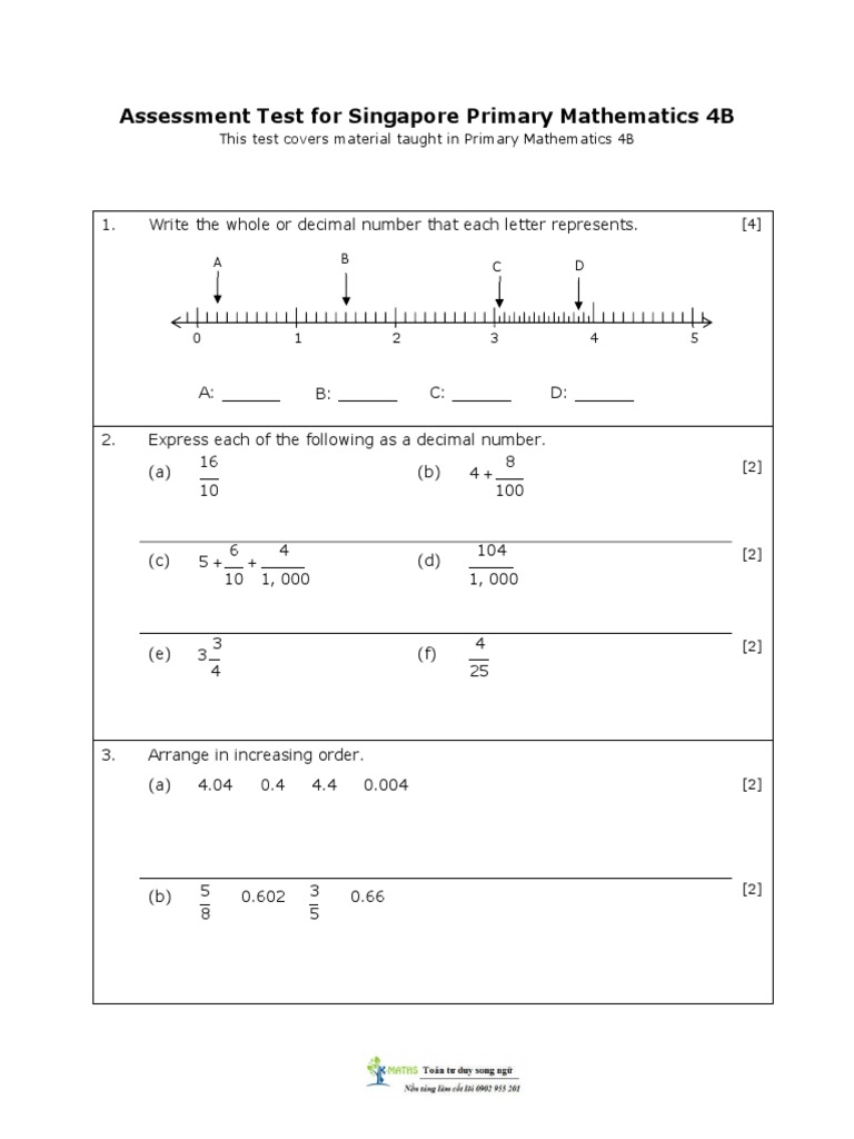 4b Test Singapore Math From Kmaths | PDF | Classical Geometry ...