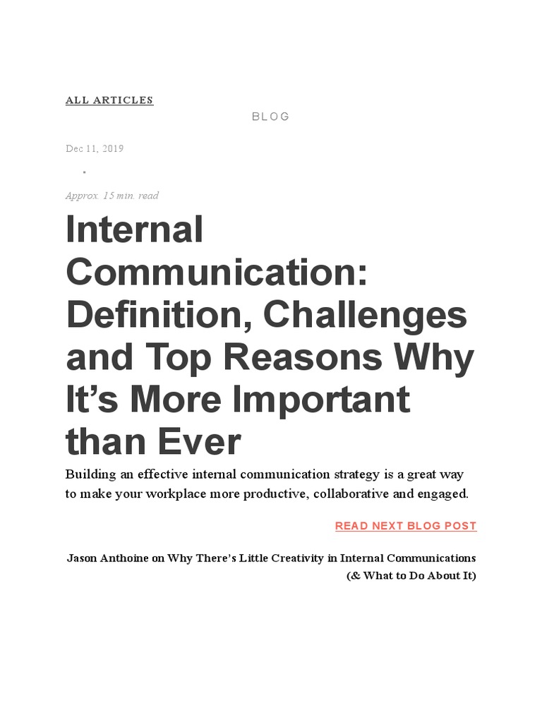 Internal Communication: Definition, Challenges and Top Reasons Why It's ...