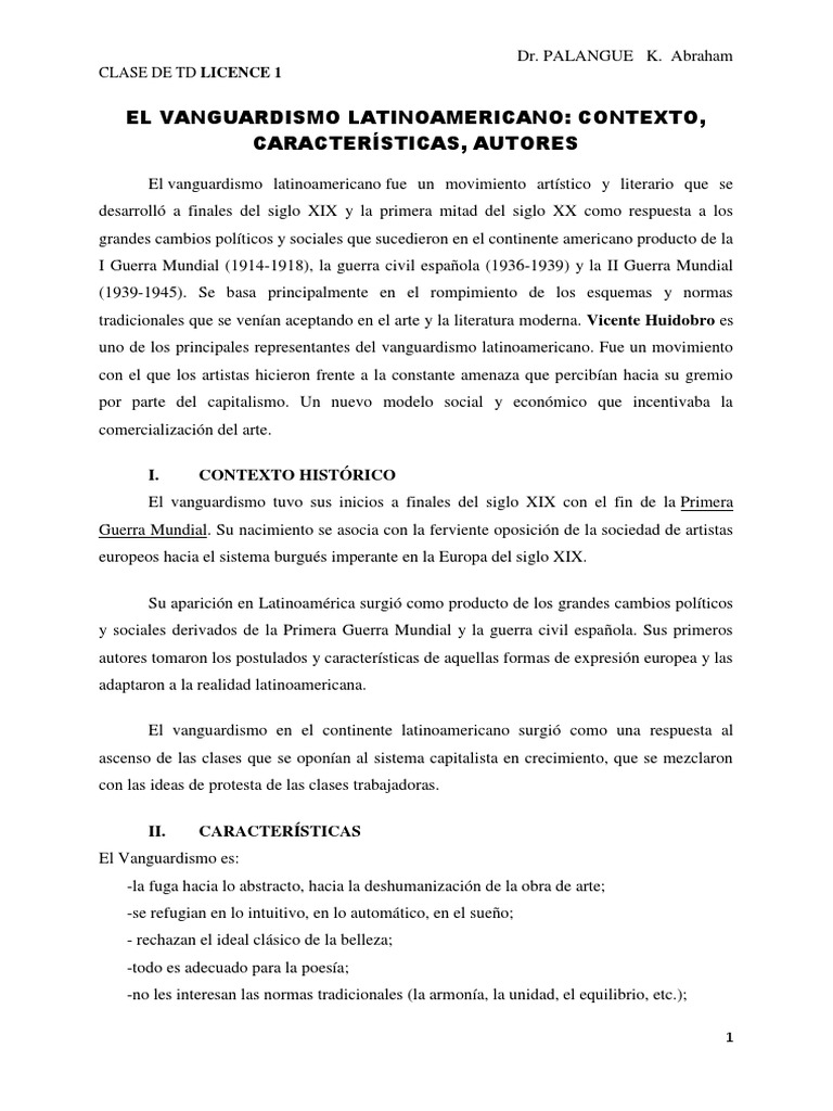 Vanguardismo Latinoamericano: Historia y Autores | PDF | Vanguardia ...