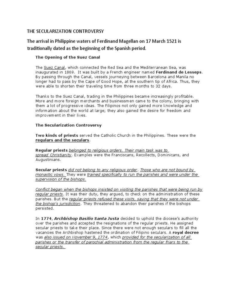 The Secularization Controversy | PDF | Philippines | Religious Leader