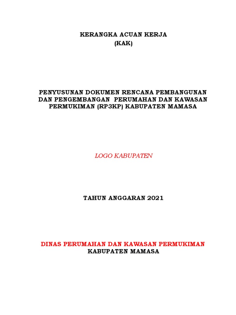 Penyusunan RP3KP Kabupaten Mamasa | PDF