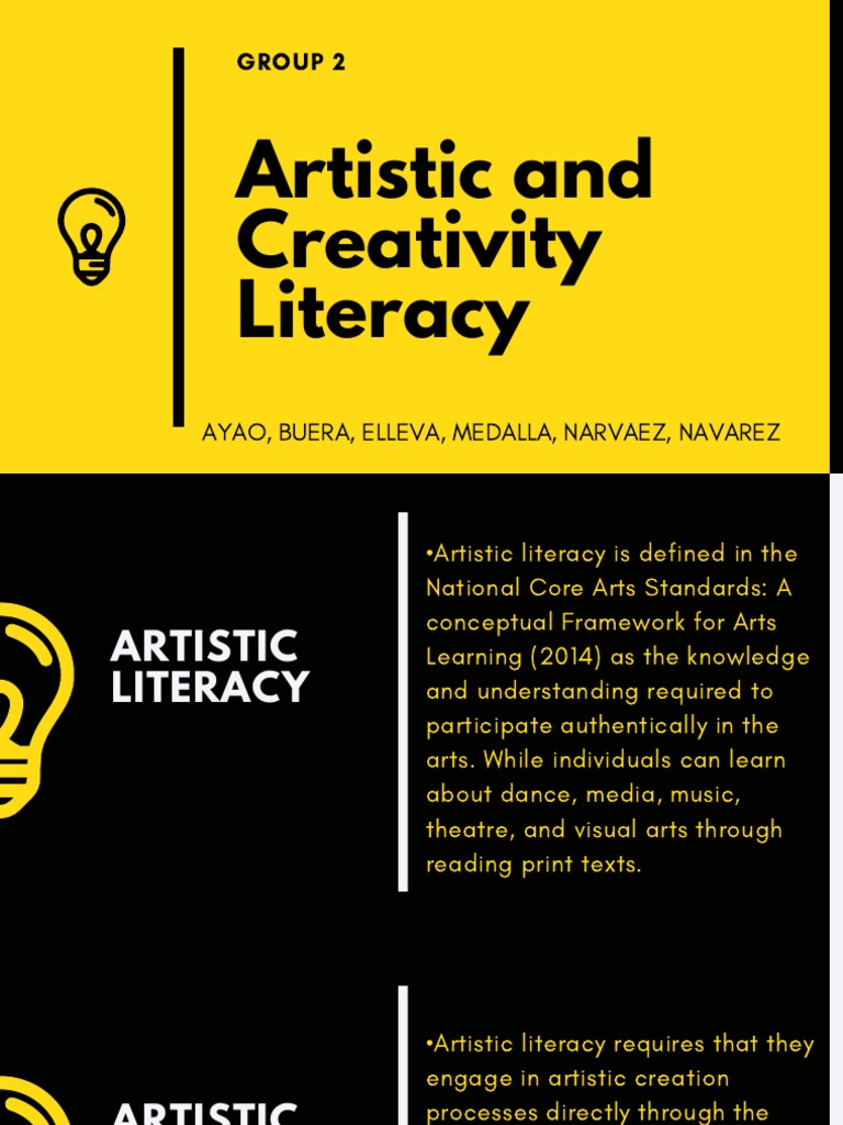 Group 2: Artistic and Creativity Literacy | PDF | Creativity | Literacy