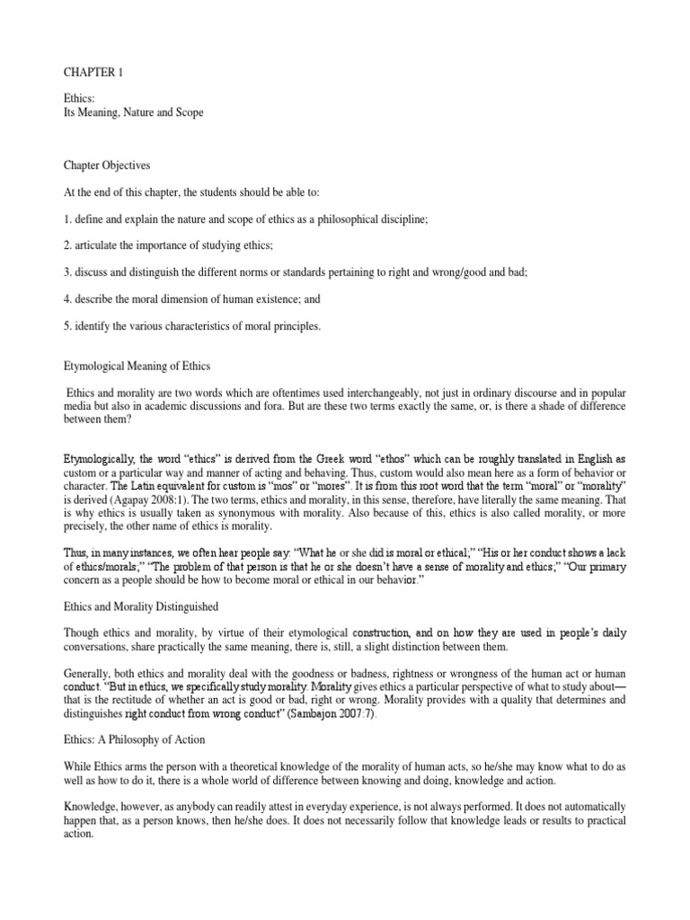Ethics Chapter 1 | PDF | Good And Evil | Morality