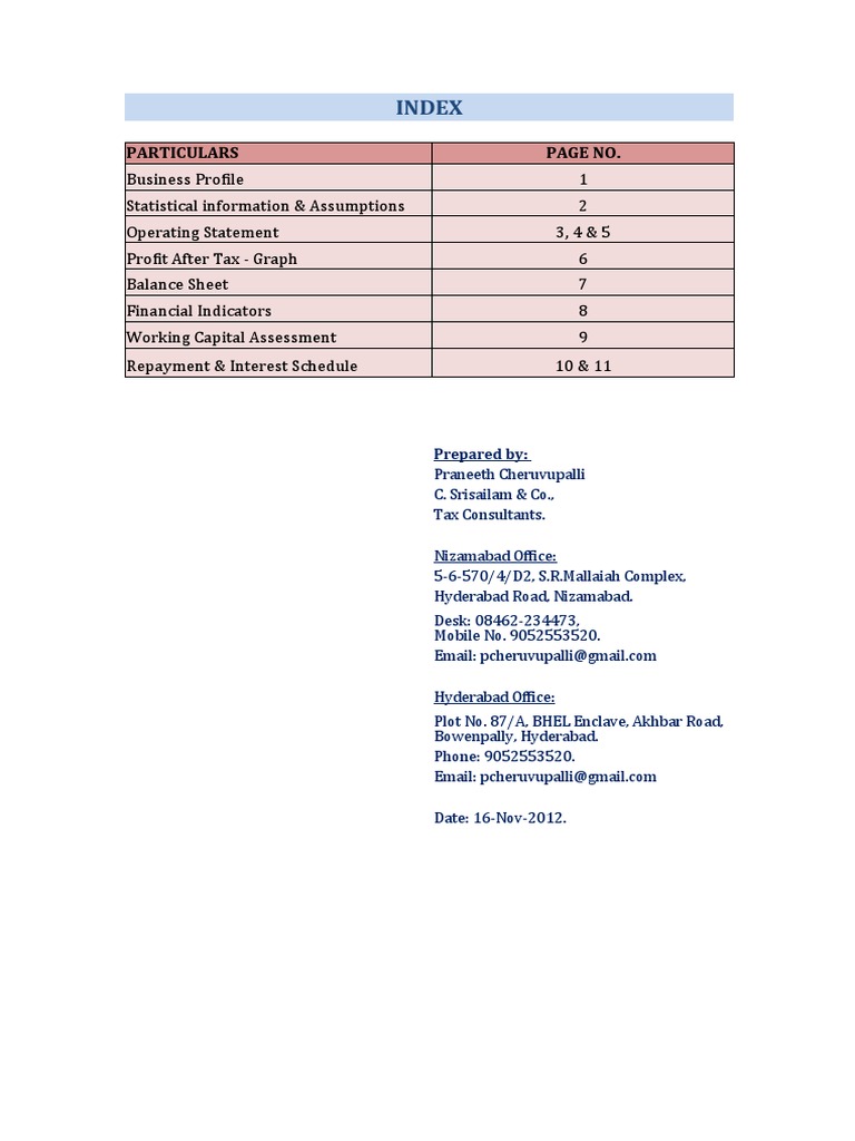 Model Project Report For Cash Credit, Overdraft Limits | PDF | Taxes ...